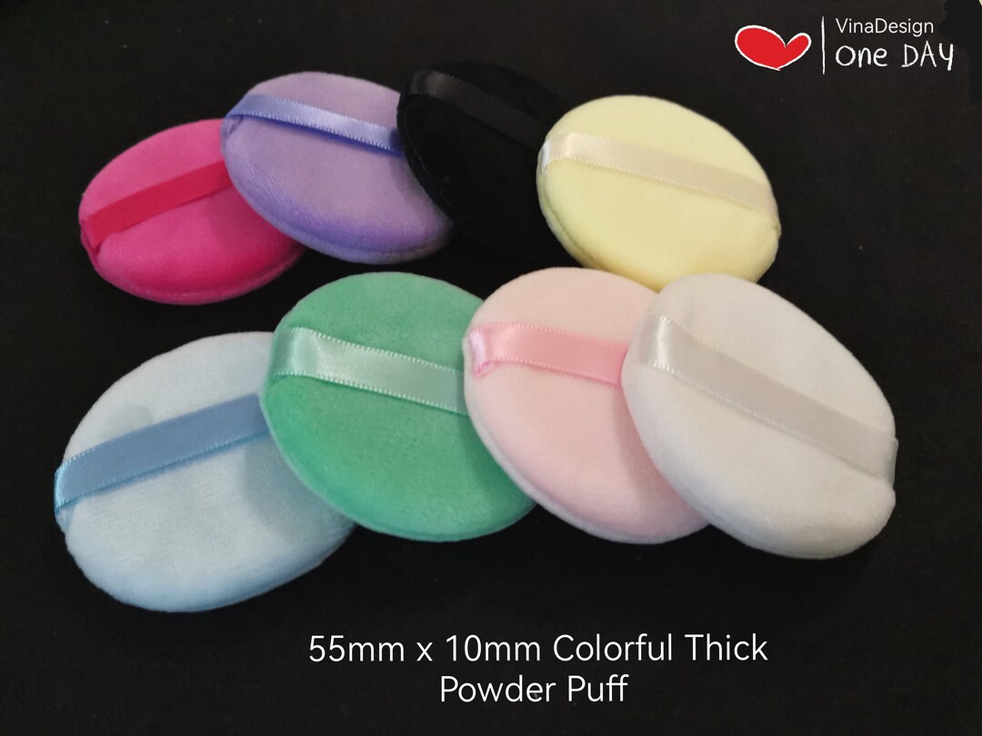 1 Pcs 55mm Colorful Thick Powder Puff Pink Ribbon Powder Puff Purple ...