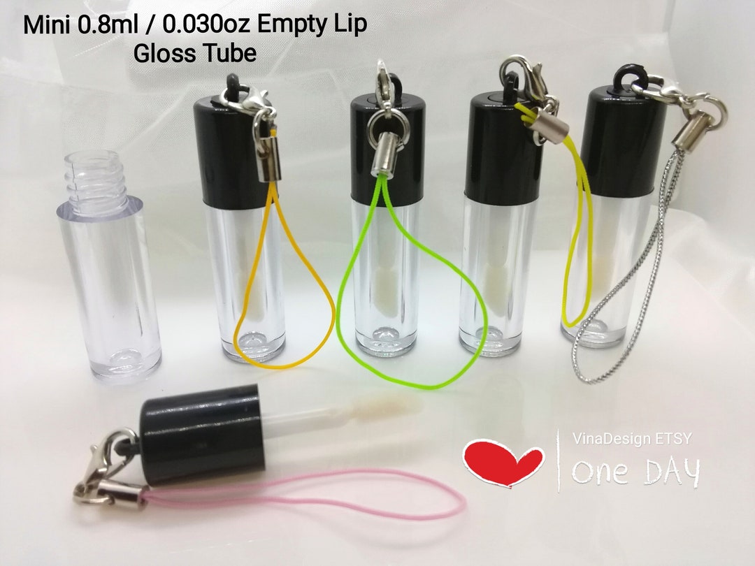Mini 0.8ml Empty Black Lip Gloss Tube W/ Lobster Clasp Rope Lip ...