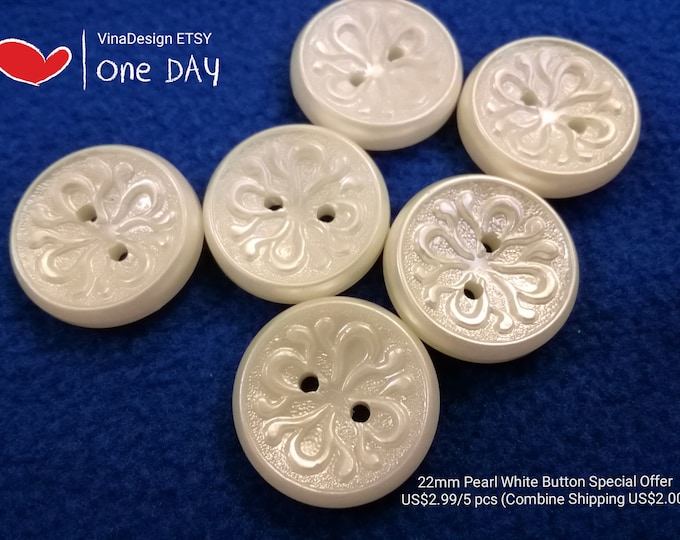 22mm Pearl White Button Plastic White Button Round White Button Carved ...