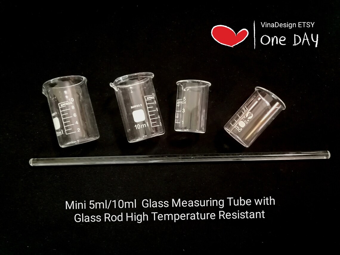 Mini Glass Measuring Cup W/ Glass Rod Set 5ml Measuring Tube | Etsy