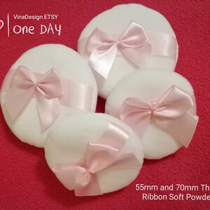 1pcs 55mm/70mm Pink Ribbon Powder Puff Thick White Powder Puff Thick ...