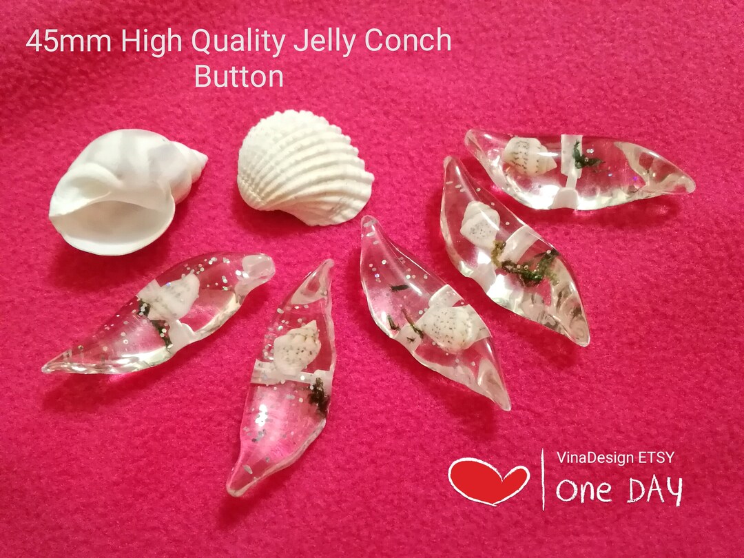 4 pcs 45mm Jelly Conch Button Crystal Seaweed Button Clear Button High ...