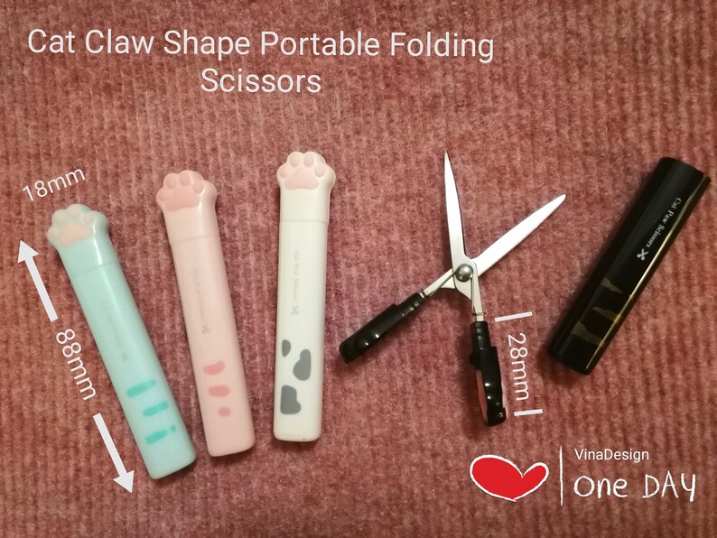 Cat Claw Shape Folding Scissors Cute Cat Compact Scissors Slim - Etsy