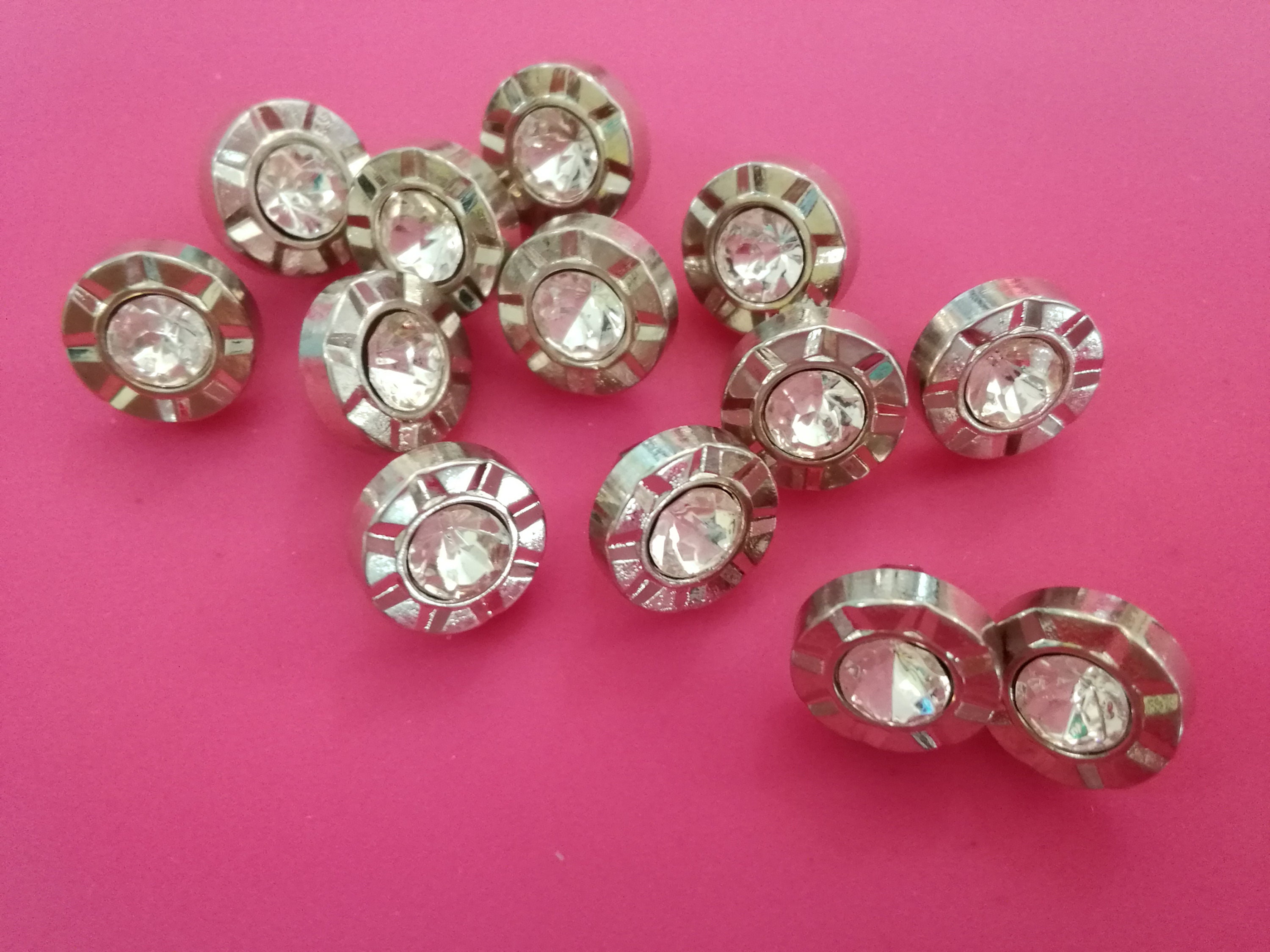 10mm Mini Silver and Diamond Button Small Silver Button Mini | Etsy