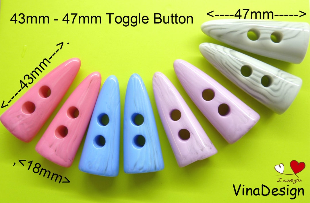 43mm / 47mm Colorful Toggle OX Horn Hot Pink Toggle Button Big Toggle ...