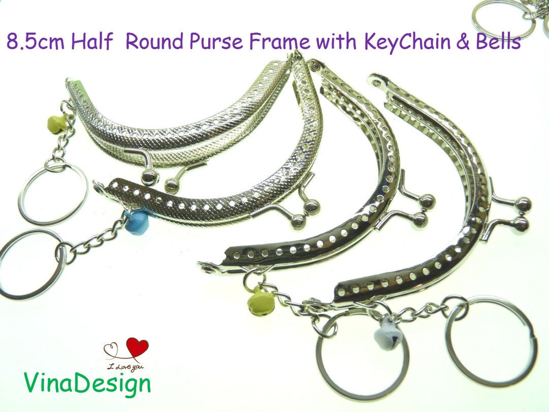 8.5cm Half Round Small Silver Purse Frame With Keychain Silver Purse ...