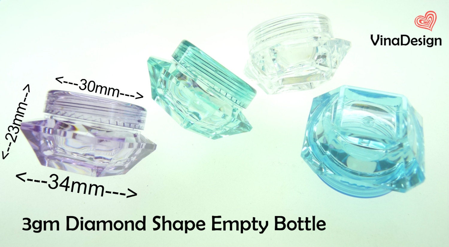 LESS 30% 120pcs 3g Diamond Shape Container Color Square Empty | Etsy