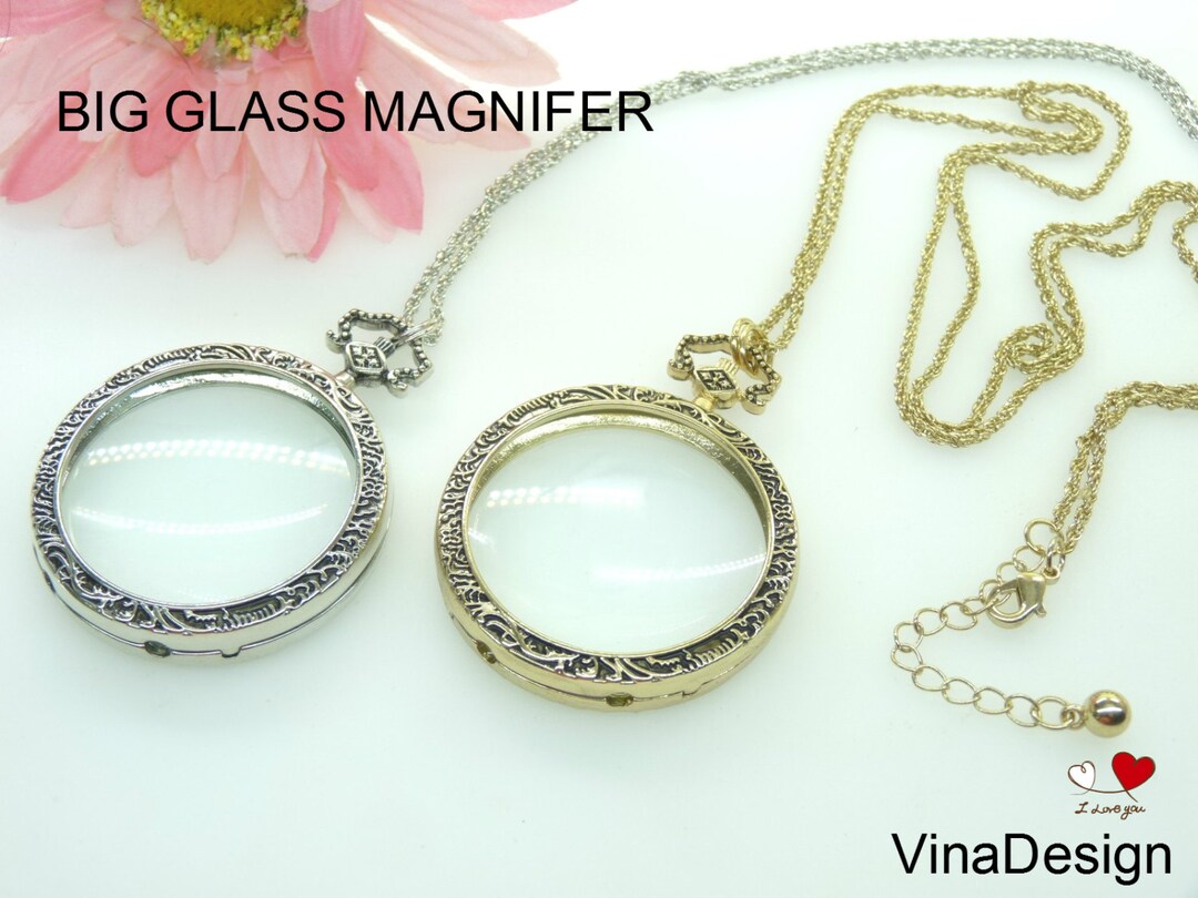Vintage Look Magnifier Necklace Glass Magnifier Glass Pendant ...