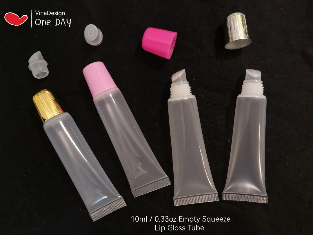 10ml Empty Squeeze Lip Gloss Tube Gold Squeeze Tube Soft Lip Glaze Tube ...