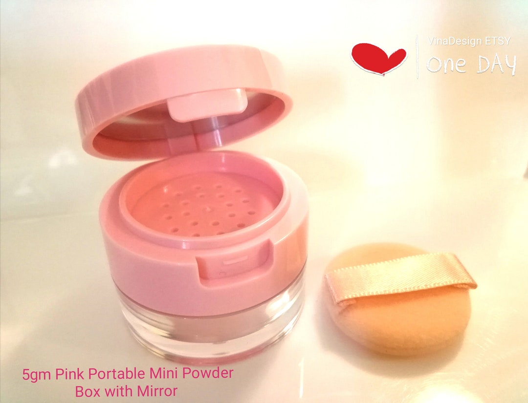 5gm / 0.17oz Portable Mini Pink Powder Box With Mirror and Power Puff ...