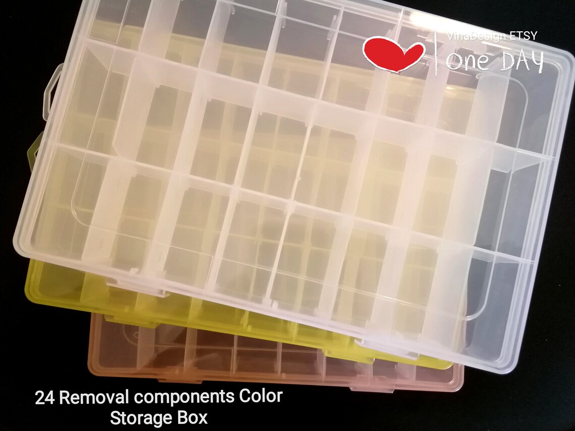 24 Adjustable Compartment Storage Box Pink Small Storage Box - Etsy