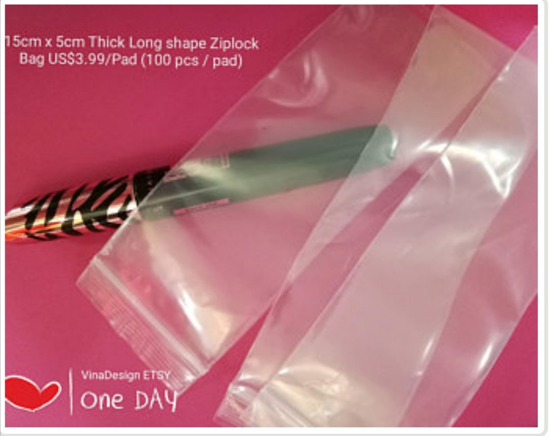 Long Shape 15cmx5cm Plastic Zip Bag Rectangle Shape Thick Plastic Zip ...