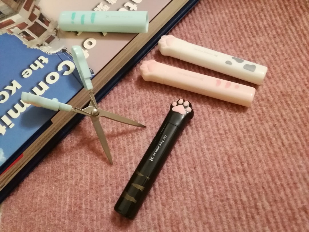 Cat Claw Shape Folding Scissors Cute Cat Compact Scissors Slim Scissors ...