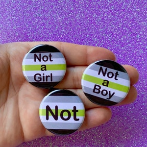 Not a Girl | Not a Boy | Not | Agender Pride Flag 1.25” Inches Pin Back ...