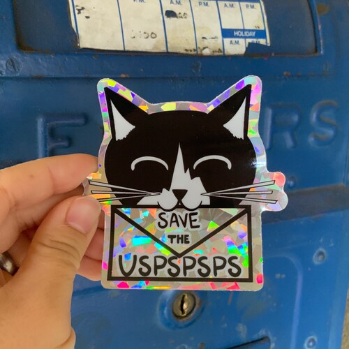 Support the USPS Cat Clear Waterproof Sticker Water Bottle - Etsy