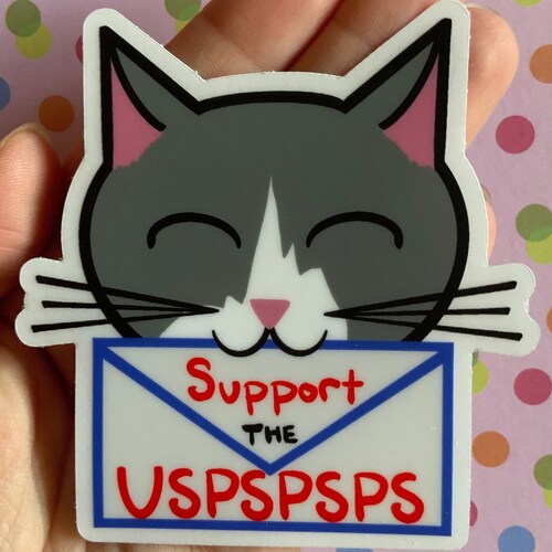 Support the USPS Cat Clear Waterproof Sticker Water Bottle - Etsy
