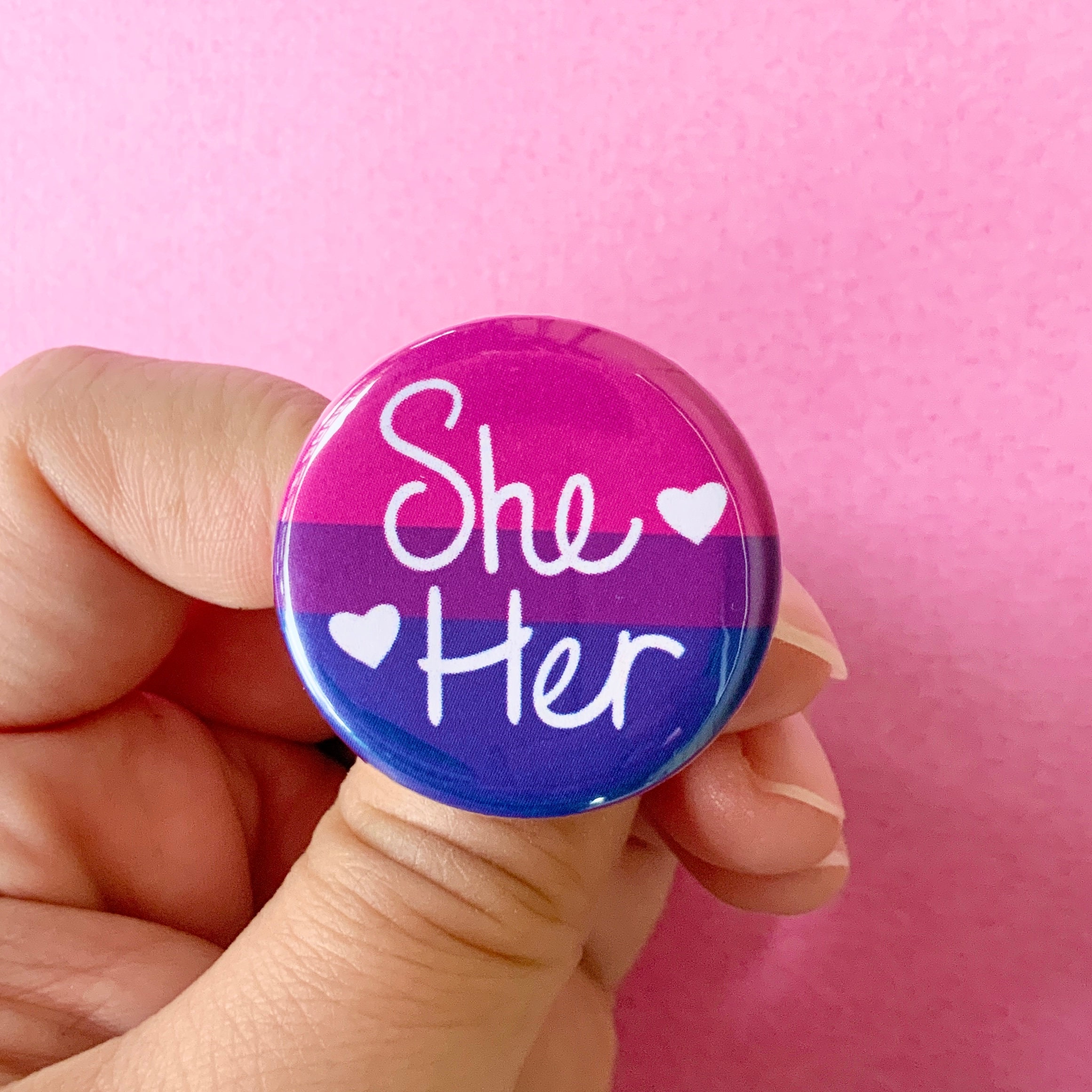 Bisexual Pride Flag Pronoun Pin Back Button They/she - Etsy