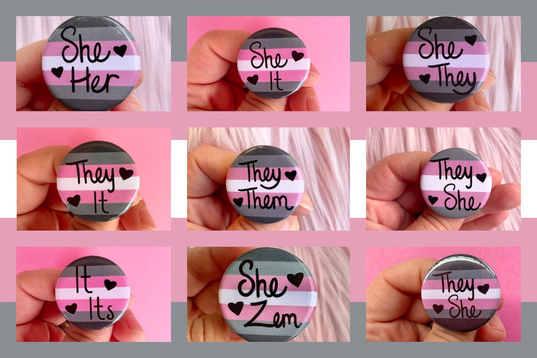 Demigirl Pride Flag Pronoun 1.25” in Pin Back Button | She/they| They ...