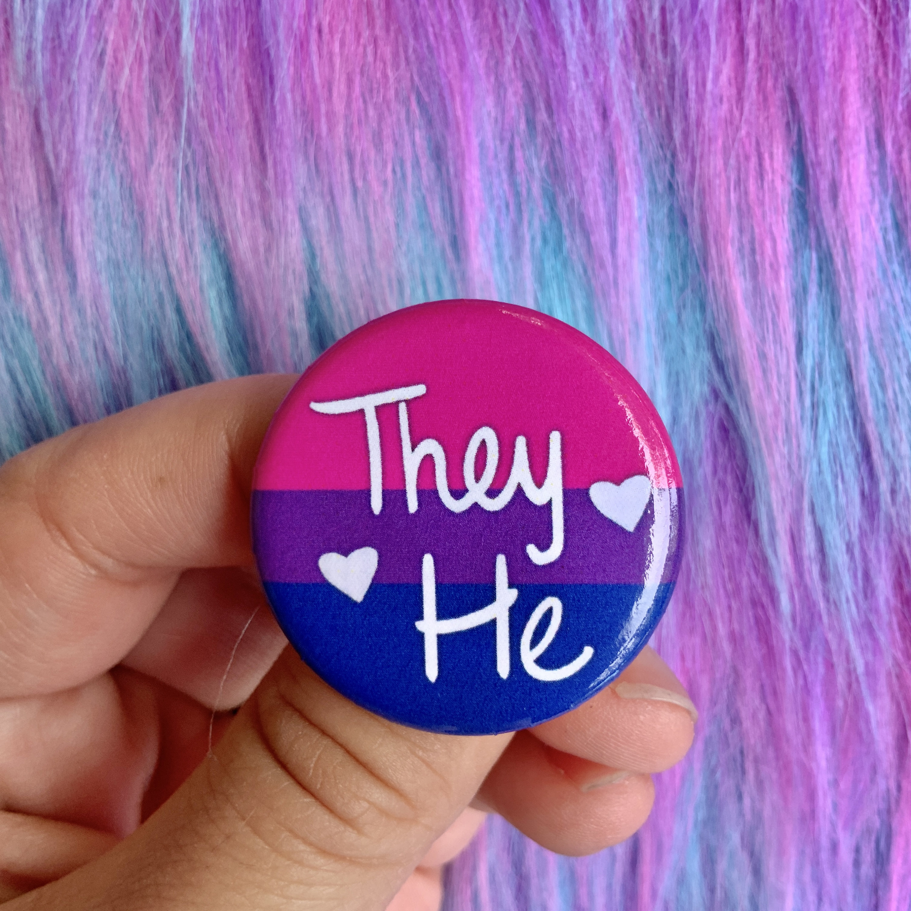 Bisexual Pride Flag Pronoun Pin Back Button They/she - Etsy