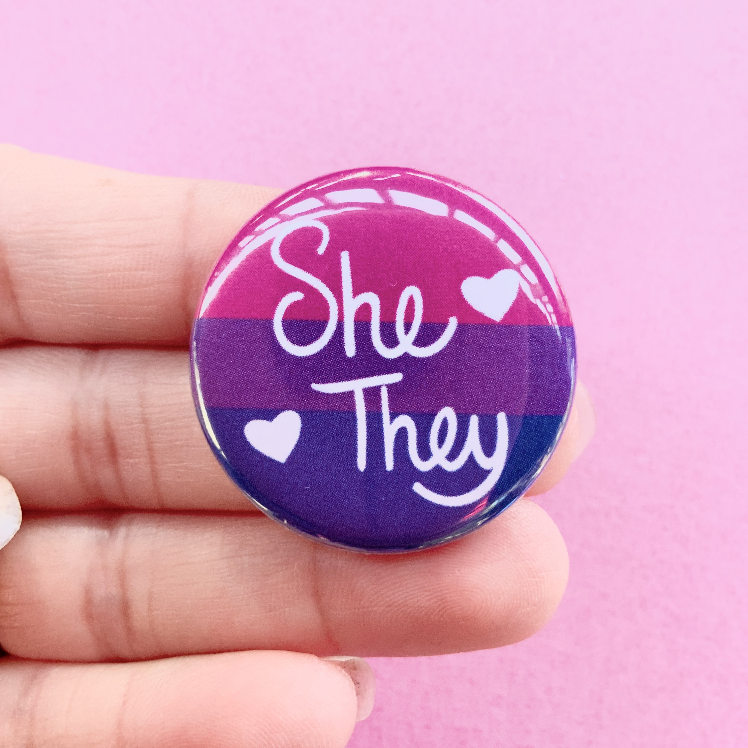 Bisexual Pride Flag Pronoun Pin Back Button They/she - Etsy