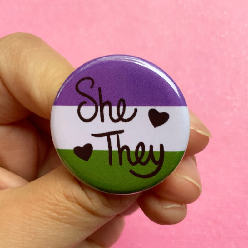 Genderqueer Pride Flag Pronoun 1.25 Inch Pin Back Button - Etsy