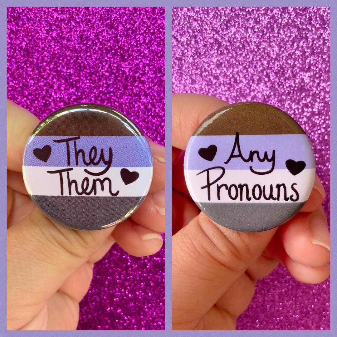 Gender Apathetic Pride Flag Pronoun Pin Back Button| They/them | Any ...