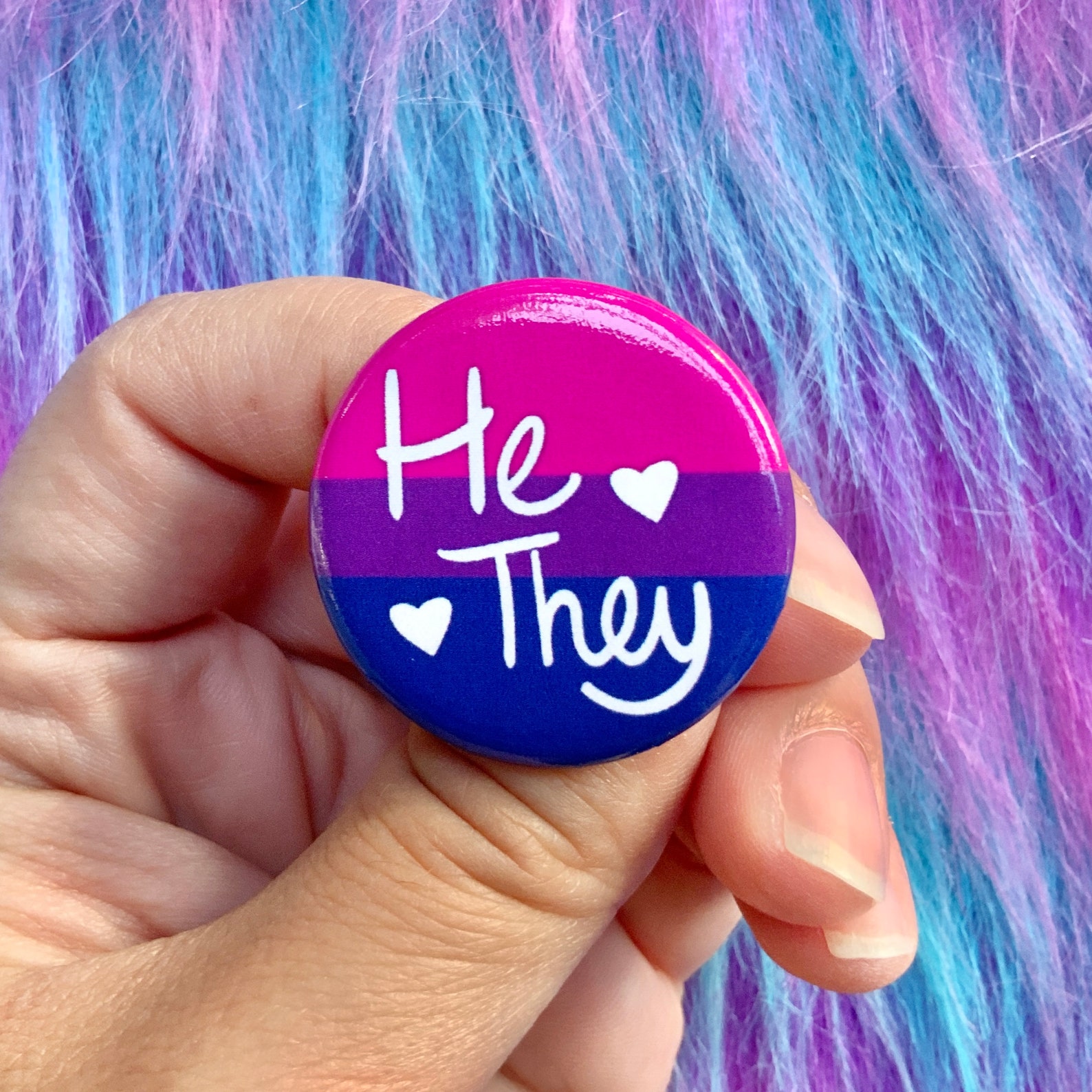 Bisexual Pride Flag Pronoun Pin Back Button They/she - Etsy