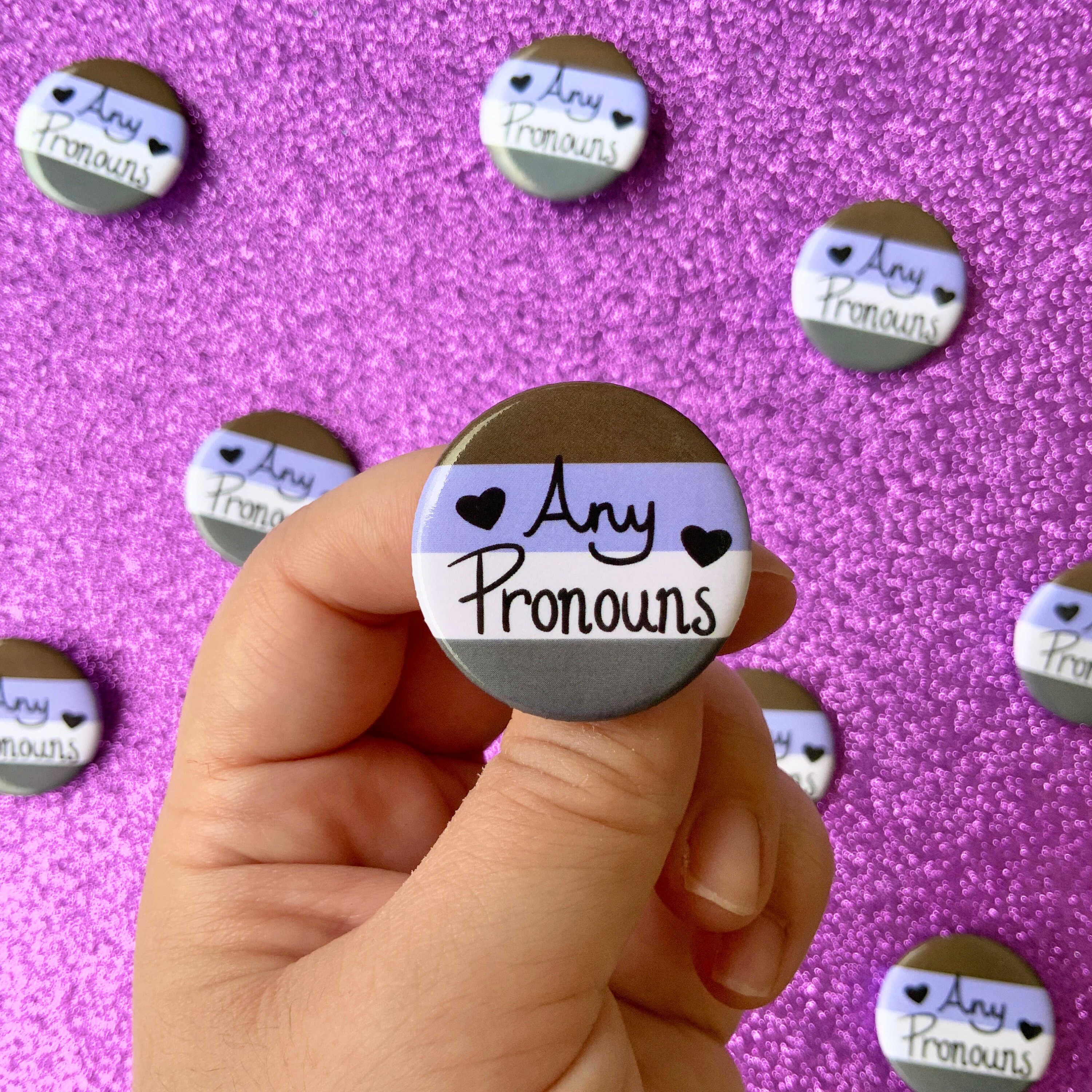 Gender Apathetic Pride Flag Pronoun Pin Back Button Any | Etsy UK