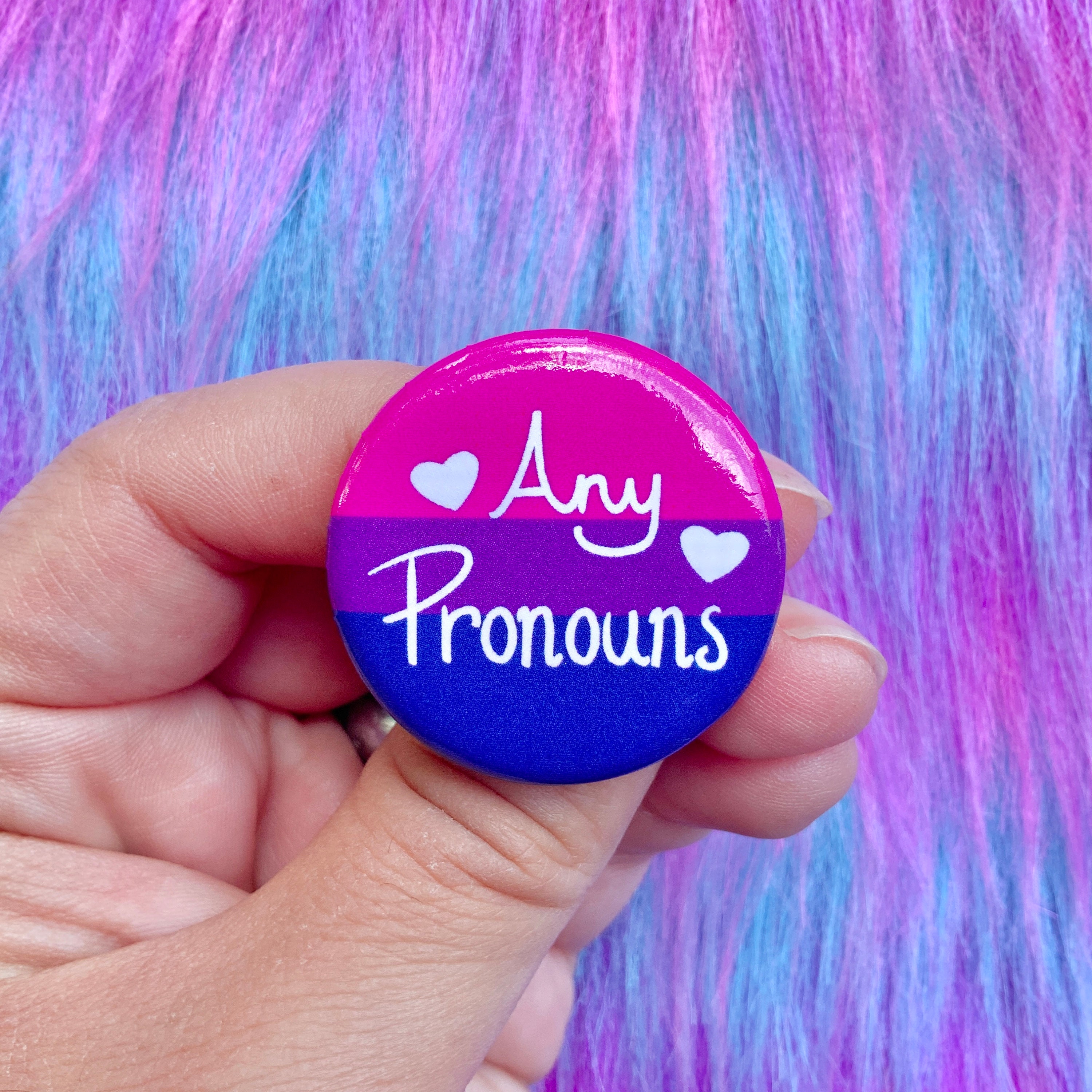 Bisexual Pride Flag Pronoun Pin Back Button They/she - Etsy
