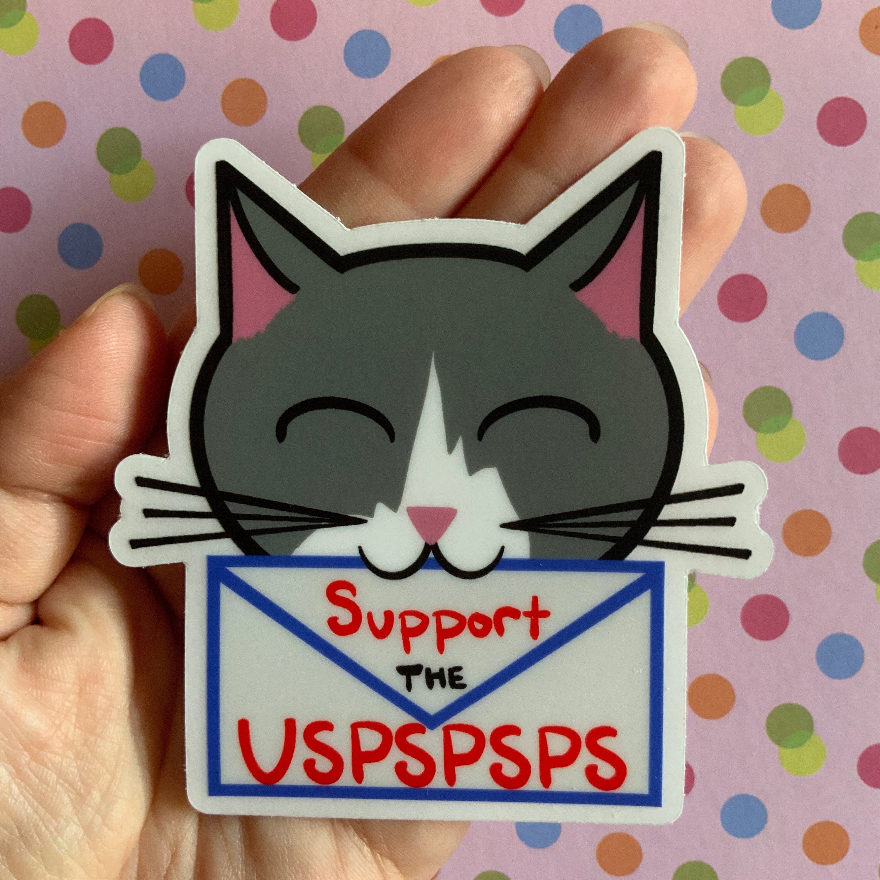 Support the USPS Cat Clear Waterproof Sticker Water Bottle | Etsy