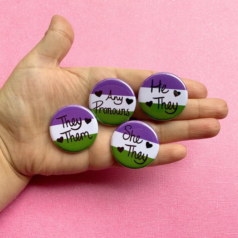 Genderqueer Pride Flag Pronoun 1.25 Inch Pin Back Button - Etsy