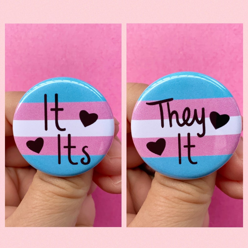 Trans Pride Flag Pronoun Pin Back Button She/they He/they - Etsy