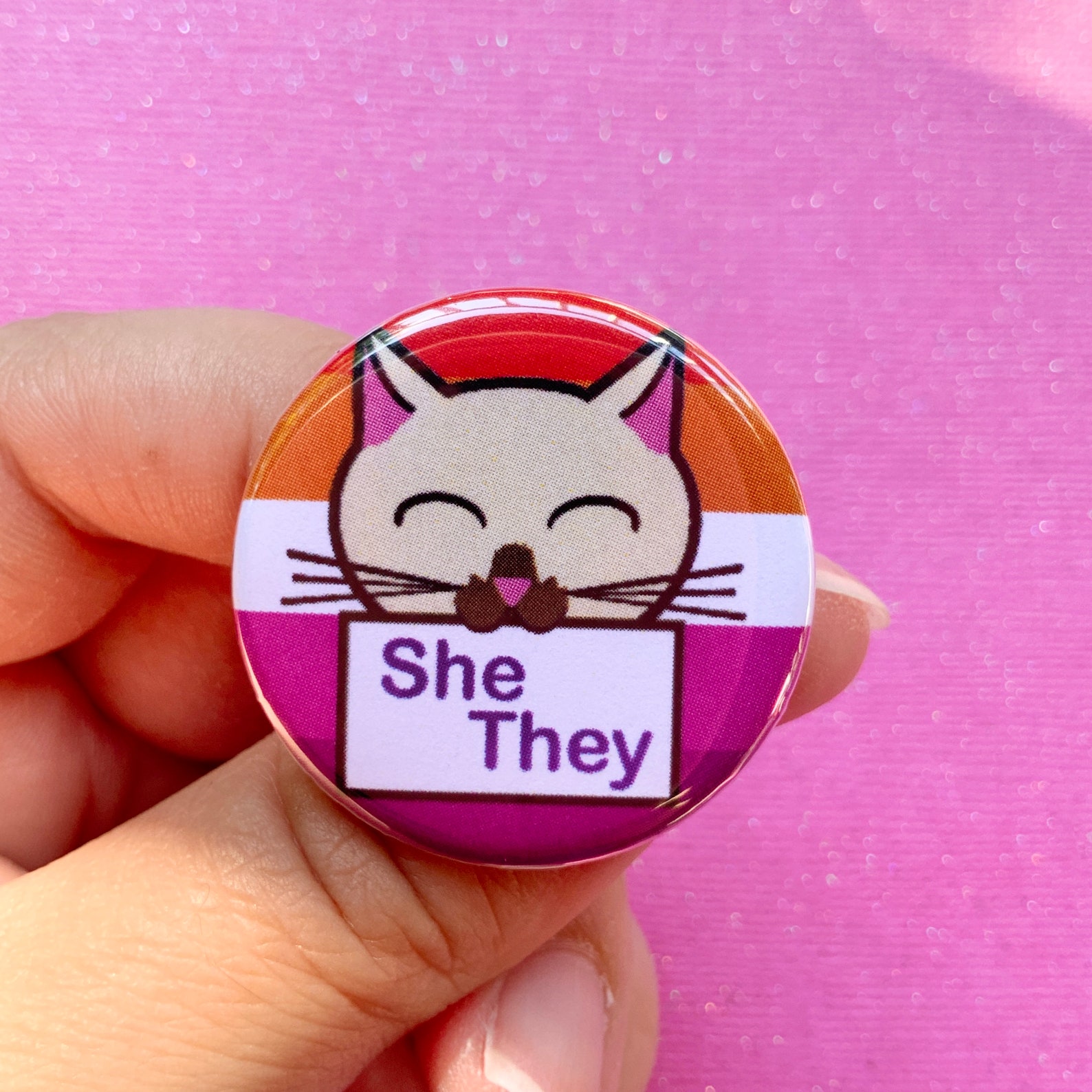 Kitty Cat Lesbian Pride Flag Pronoun 1.25 Inch Pin Back - Etsy