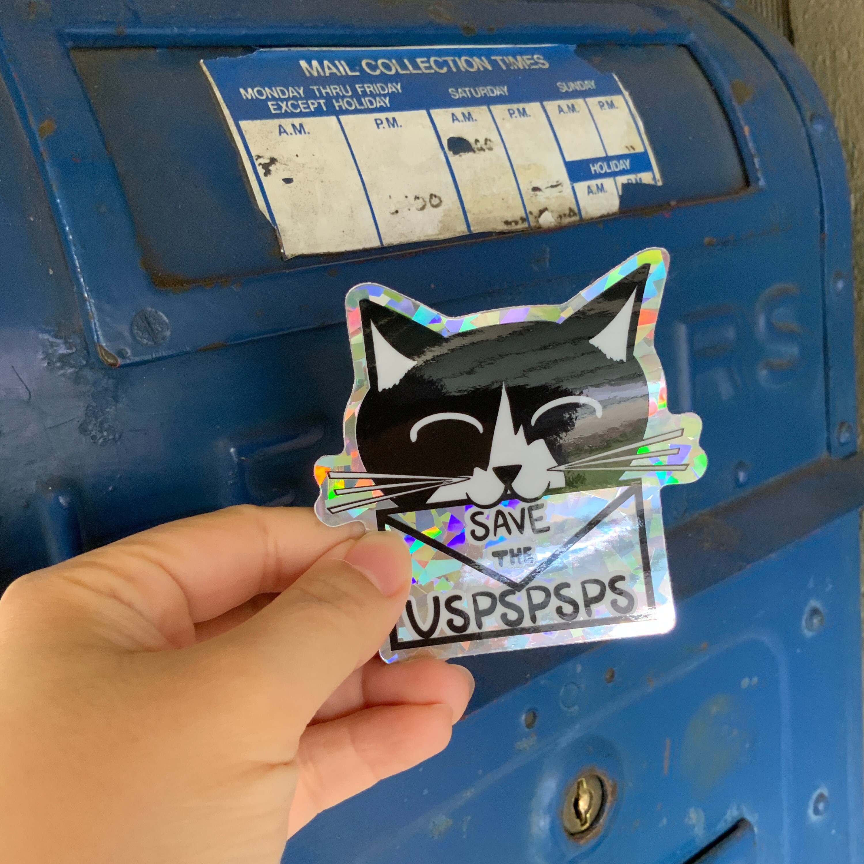 Save the USPS Cat Holographic Waterproof Sticker Water - Etsy