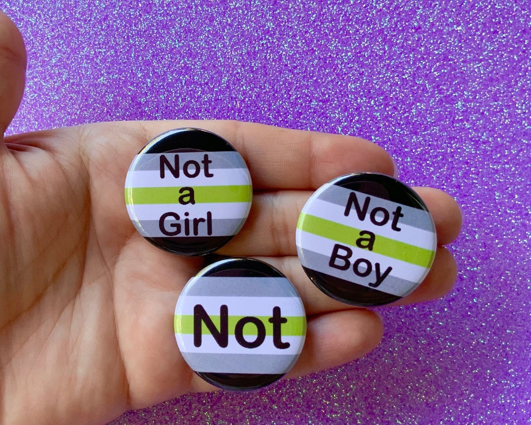 Not a Girl | Not a Boy | Not | Agender Pride Flag 1.25” Inches Pin Back ...