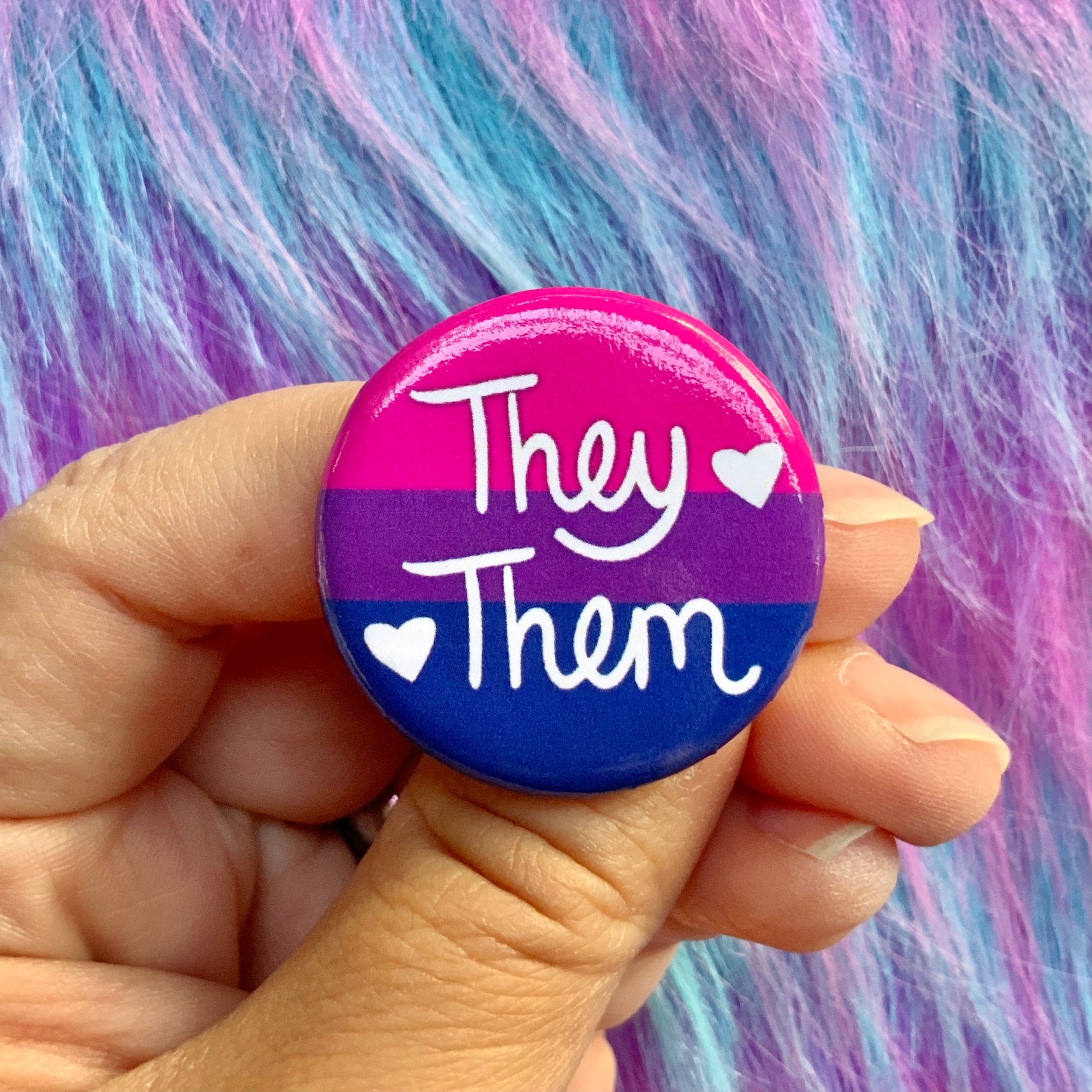 Bisexual Pride Flag Pronoun Pin Back Button They/she - Etsy