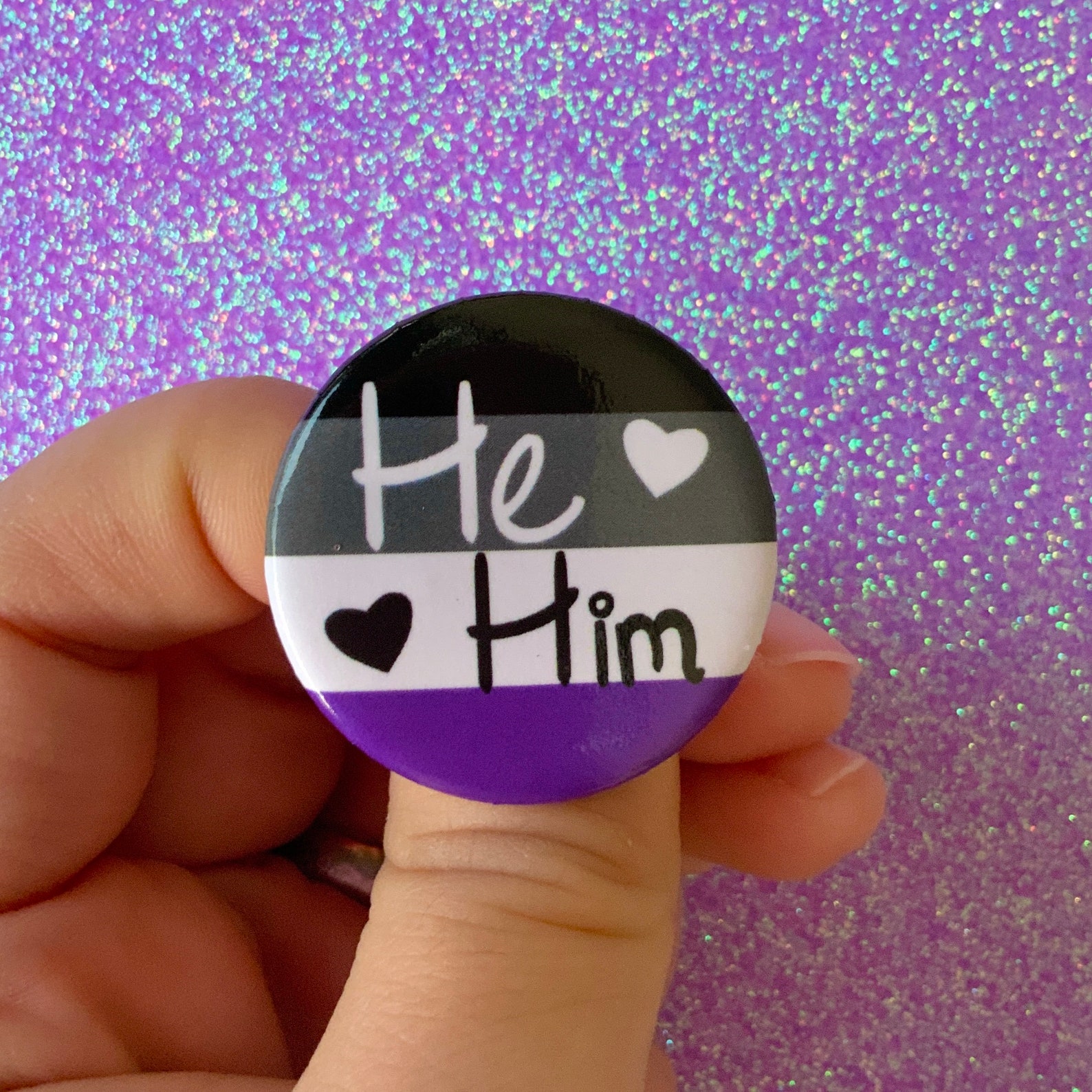 Asexual Pride Flag Pronoun Pin Back Button She They Etsy