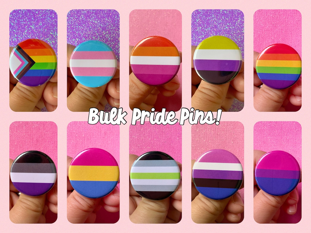BULK SET of LGBTQ+ Pride Flag 1.25” Inch Pin Back Buttons | Sets of 50 ...