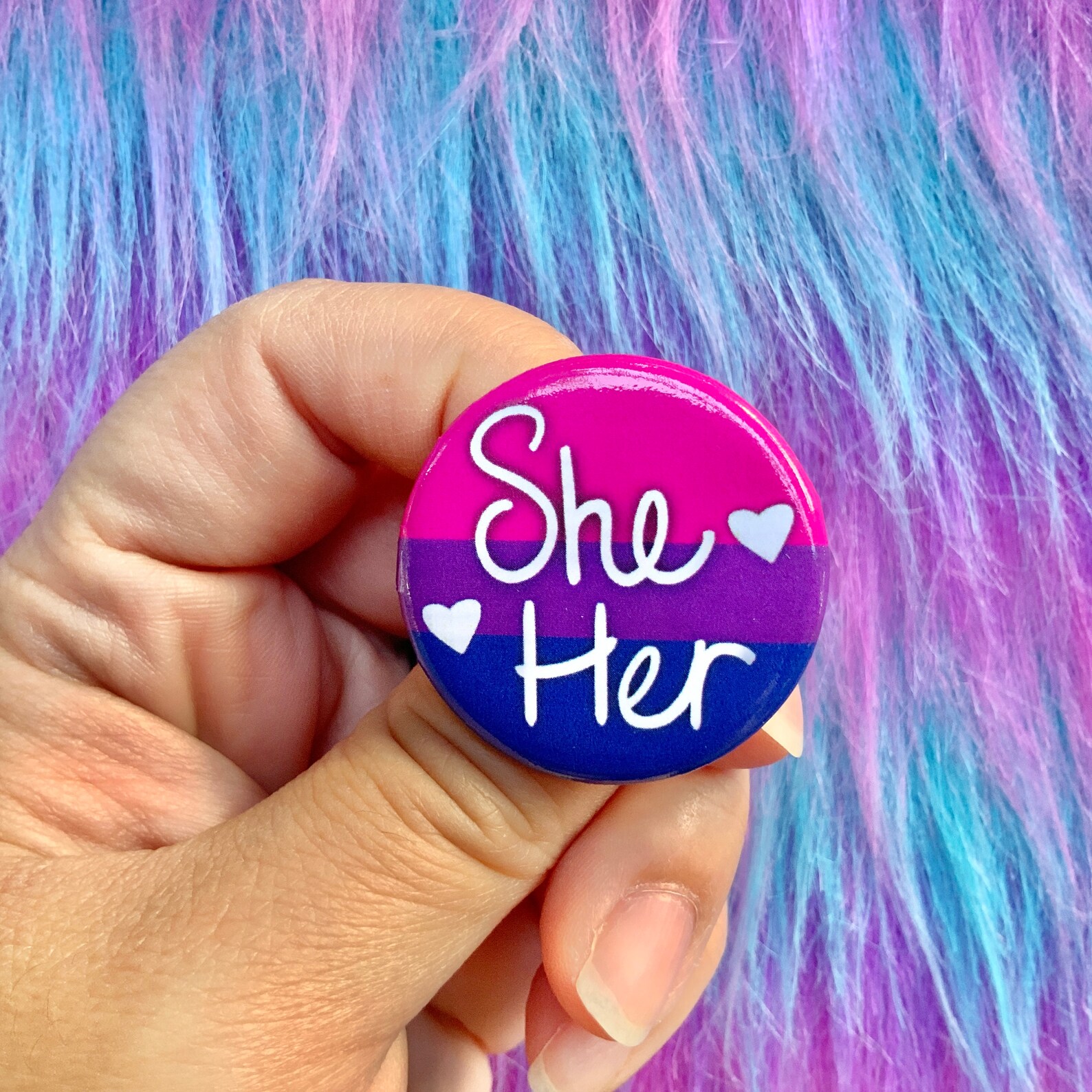 Bisexual Pride Flag Pronoun Pin Back Button They/she | Etsy