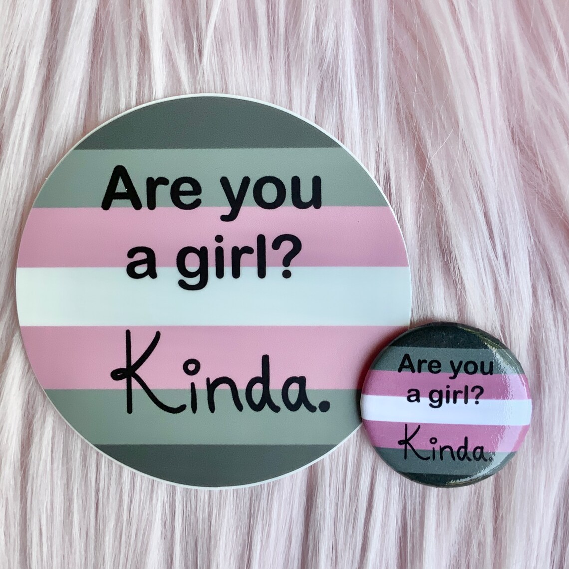 Are You a Girl? Kinda. | Demigirl Pride Flag 1.25” Inch Pin Back Button ...
