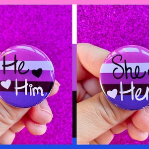 Genderfluid Pride Flag Pronoun Pin Back Button| They/them| She/him| She ...