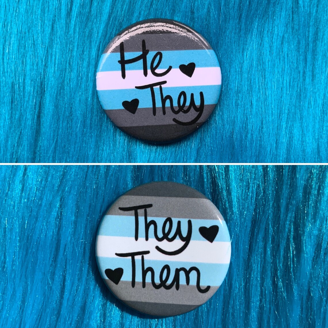 Demiboy Pride Flag Pronoun Pin Back Button He/They They/He | Etsy