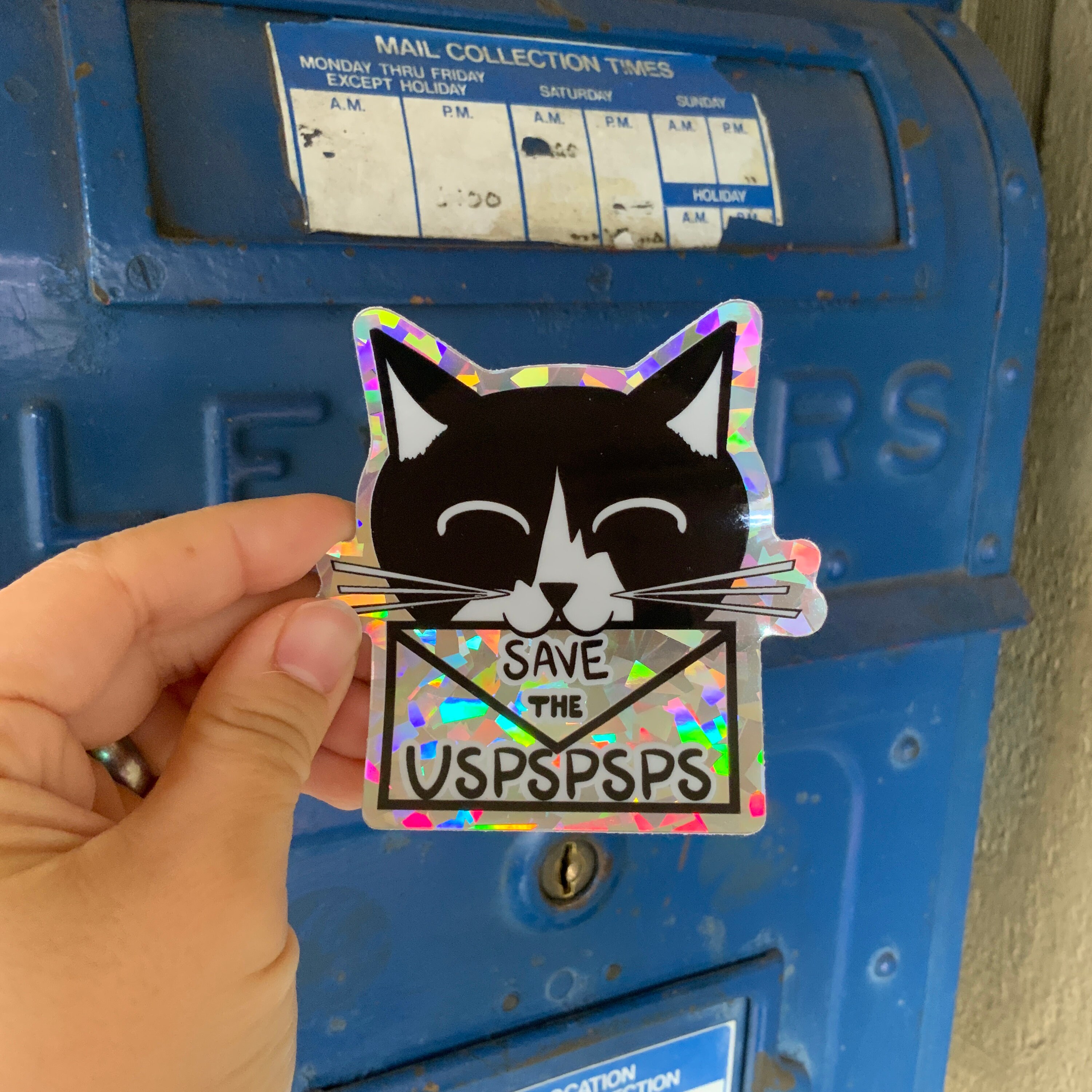 Save the USPS Cat Holographic Waterproof Sticker Water - Etsy