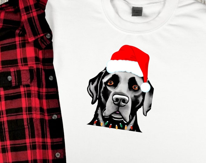 Christmas Labrador PNG Christmas Lights Santa Black Labrador ...