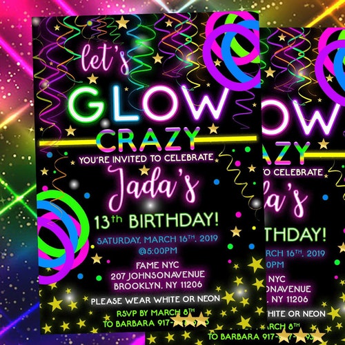 Lets Glow Crazy Invitations Digital Invitation - Etsy