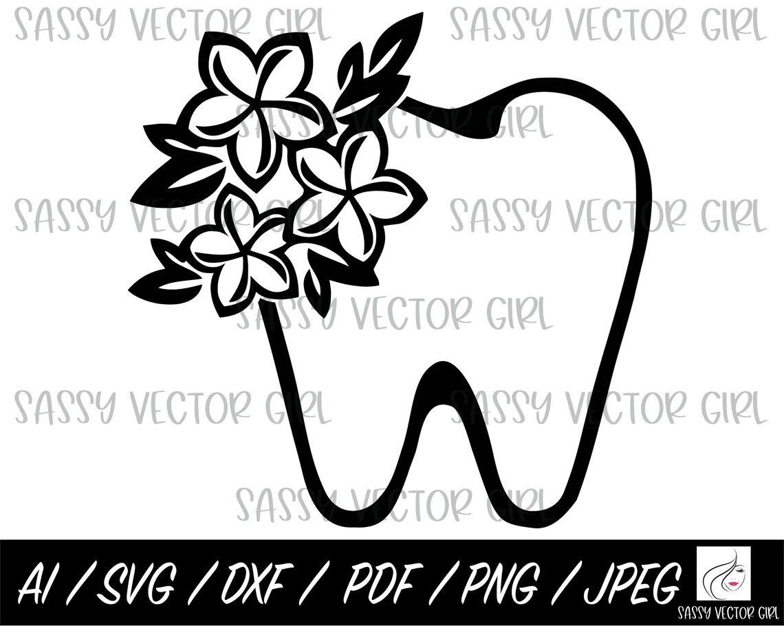 Floral Tooth Svg Dental Svg Dentist Png Tooth Svg Dental - Etsy