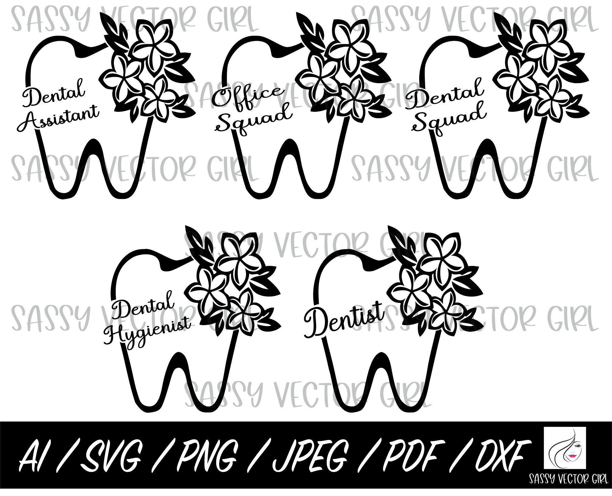 Floral Tooth Svg Bundle Dentist Svg Dental Assistant Svg - Etsy Canada