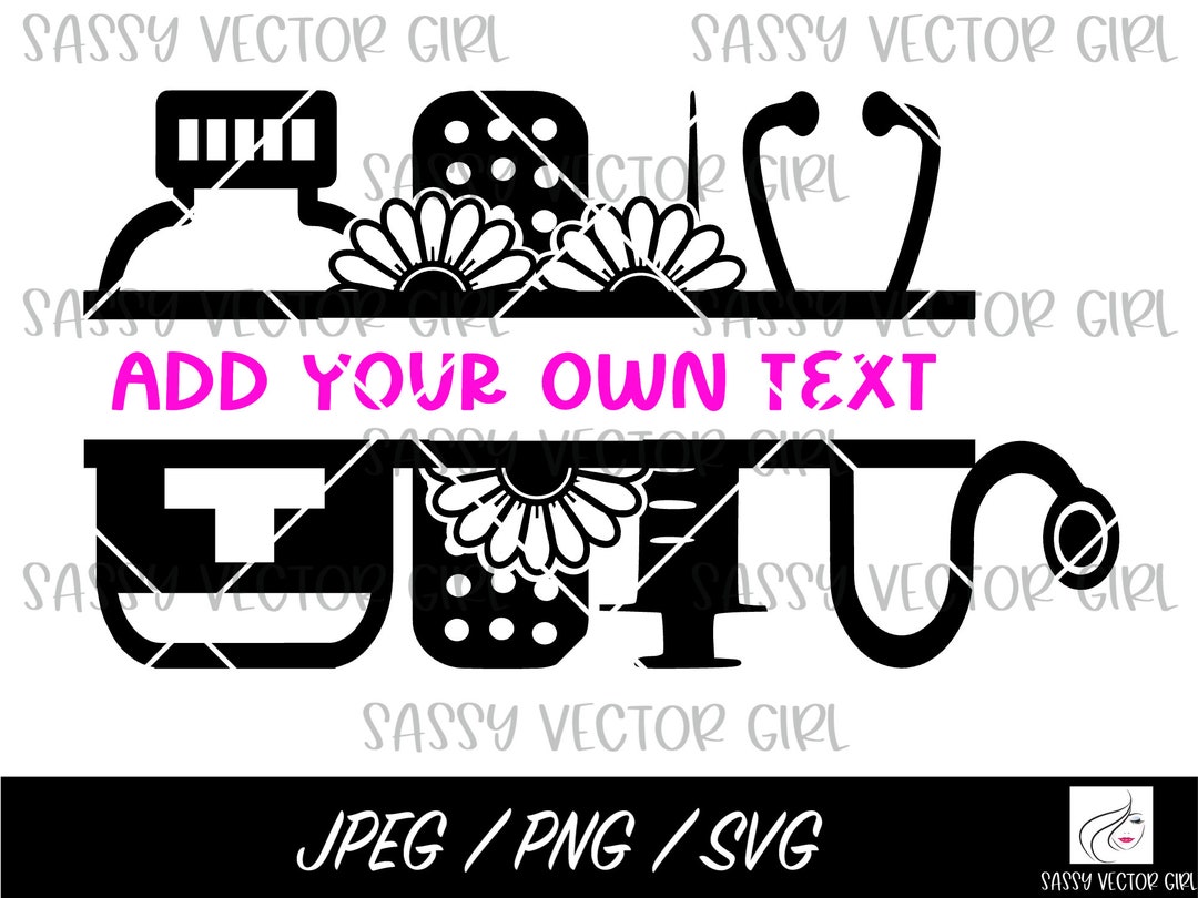 Split Nurse Floral Monogram SVG, Nurse SVG, Stethoscope Monogram Frame ...