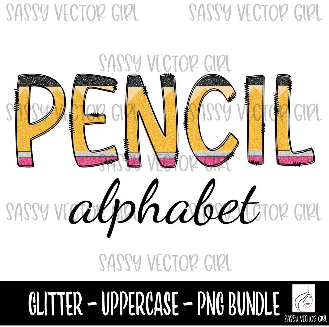Glitter Pencil Doodle Letters Alphabet PNG, Pencil Alphabet Letters ...