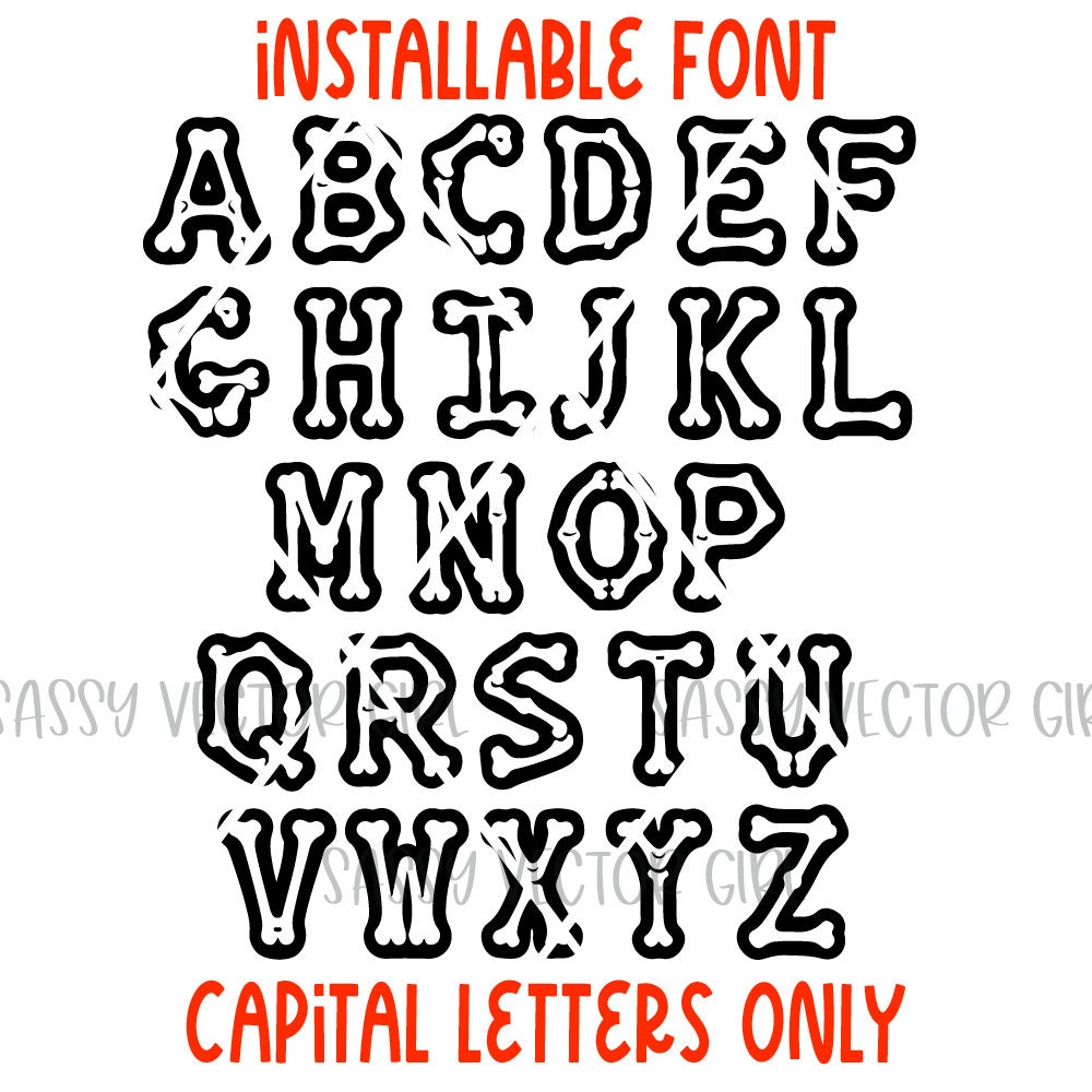 Bones Font Svg, Bones Font Ttf, Skeleton Font Png, Halloween Font ...